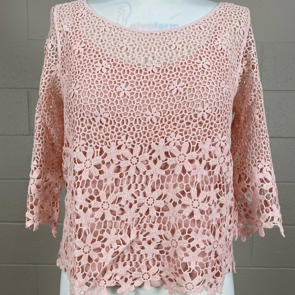 Sundance | Tops | Blue Tassel Nwot Pink Crochet Top | Poshmark